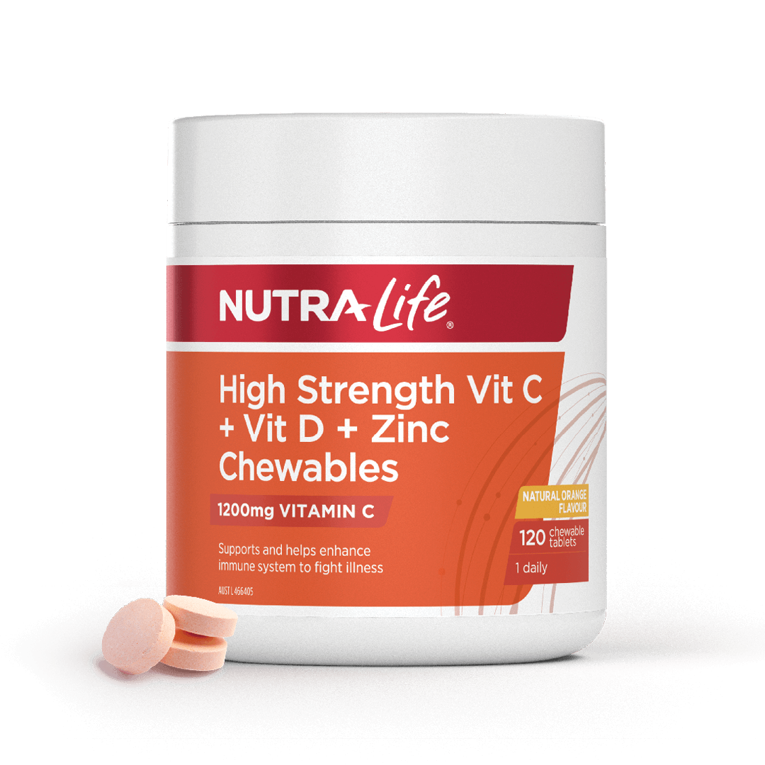 High Strength Vit C + Vit D + Zinc Chewables – Nutra-Life AU